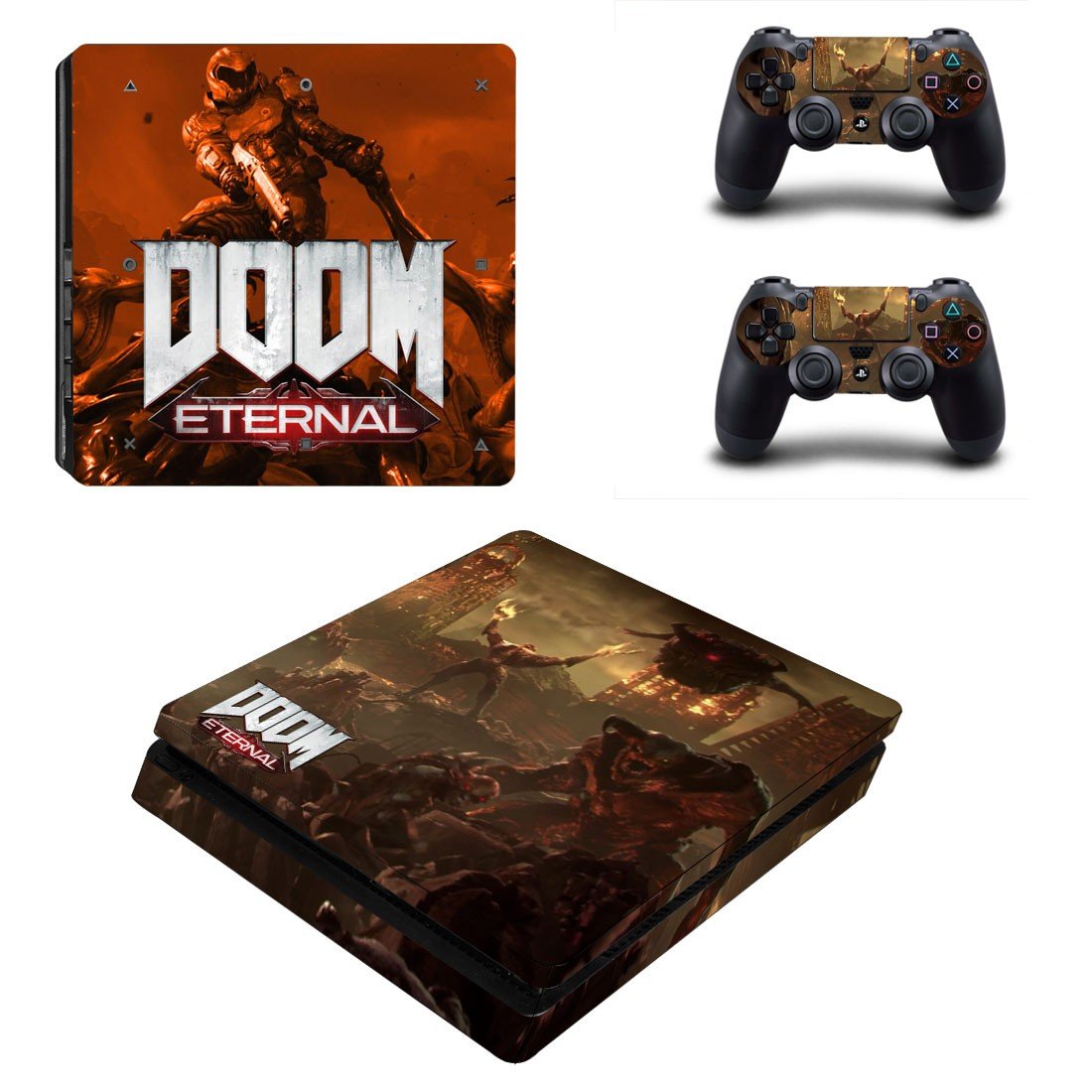Doom Eternal decal skin sticker for PS4 Slim console and controllers