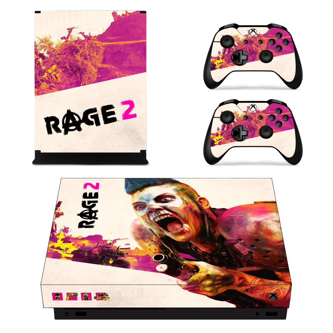 Rage 2 decal skin sticker for Xbox One X console and controllers