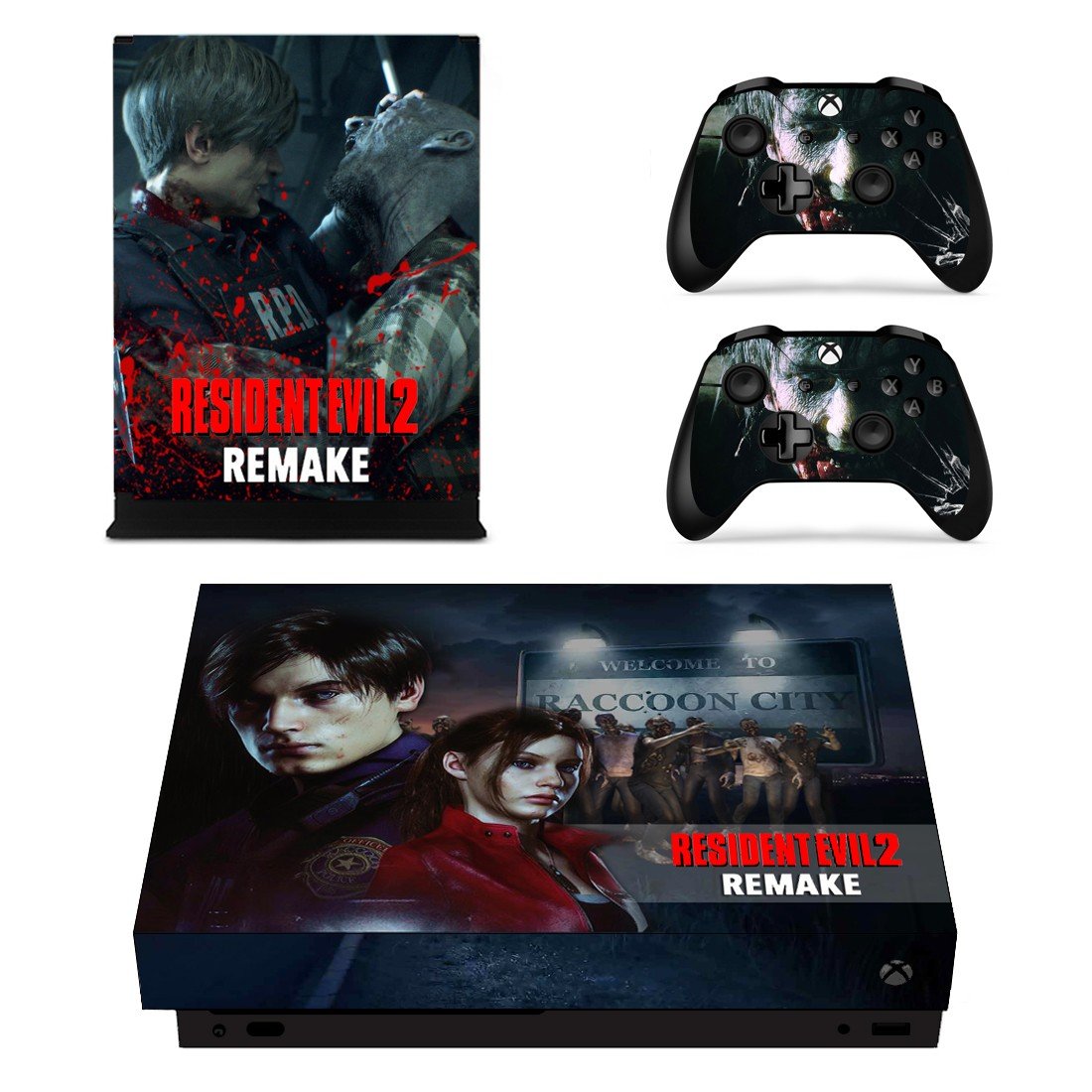 Resident Evil 2 remake decal skin sticker for Xbox One X console and ...