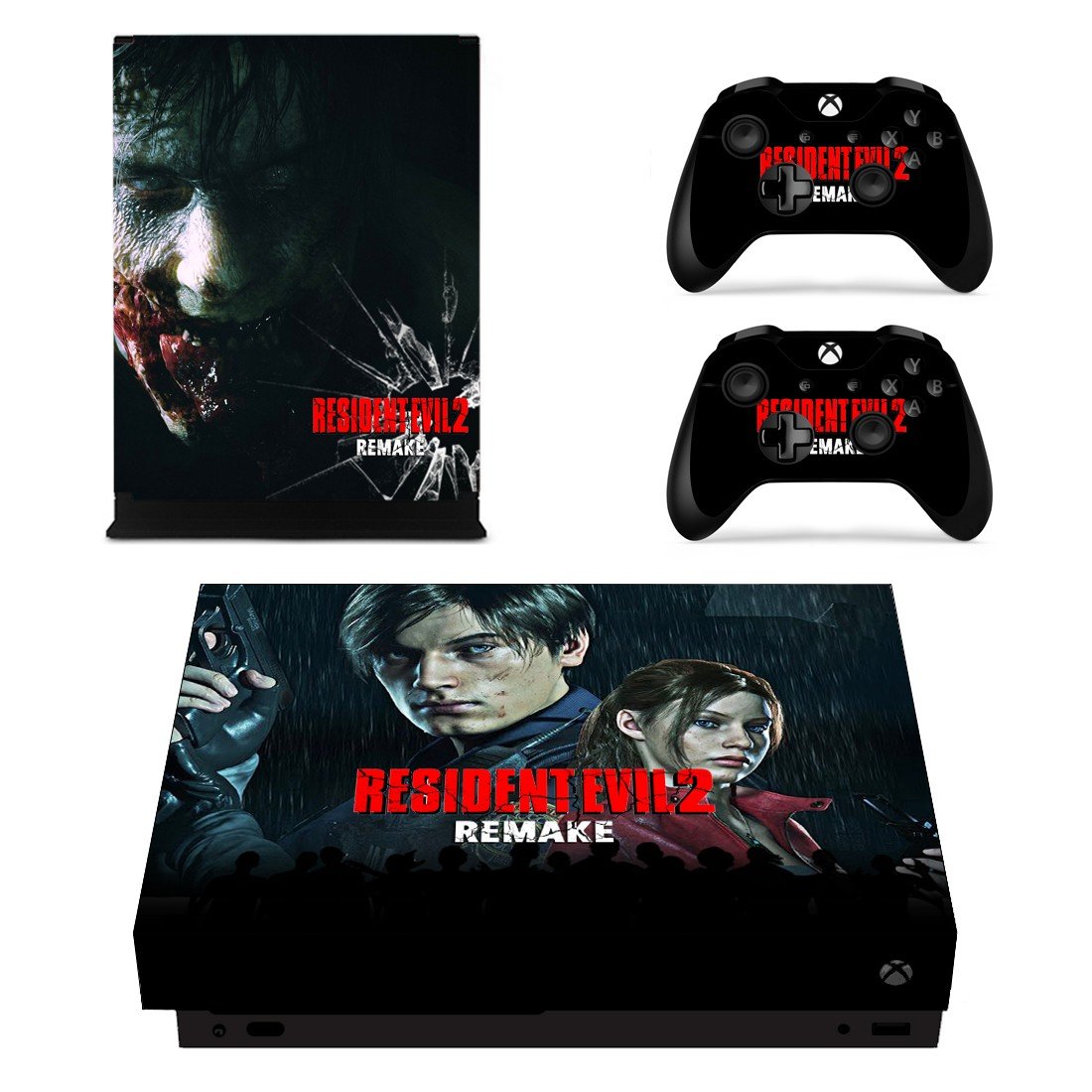 Resident Evil 2 remake decal skin sticker for Xbox One X console and ...