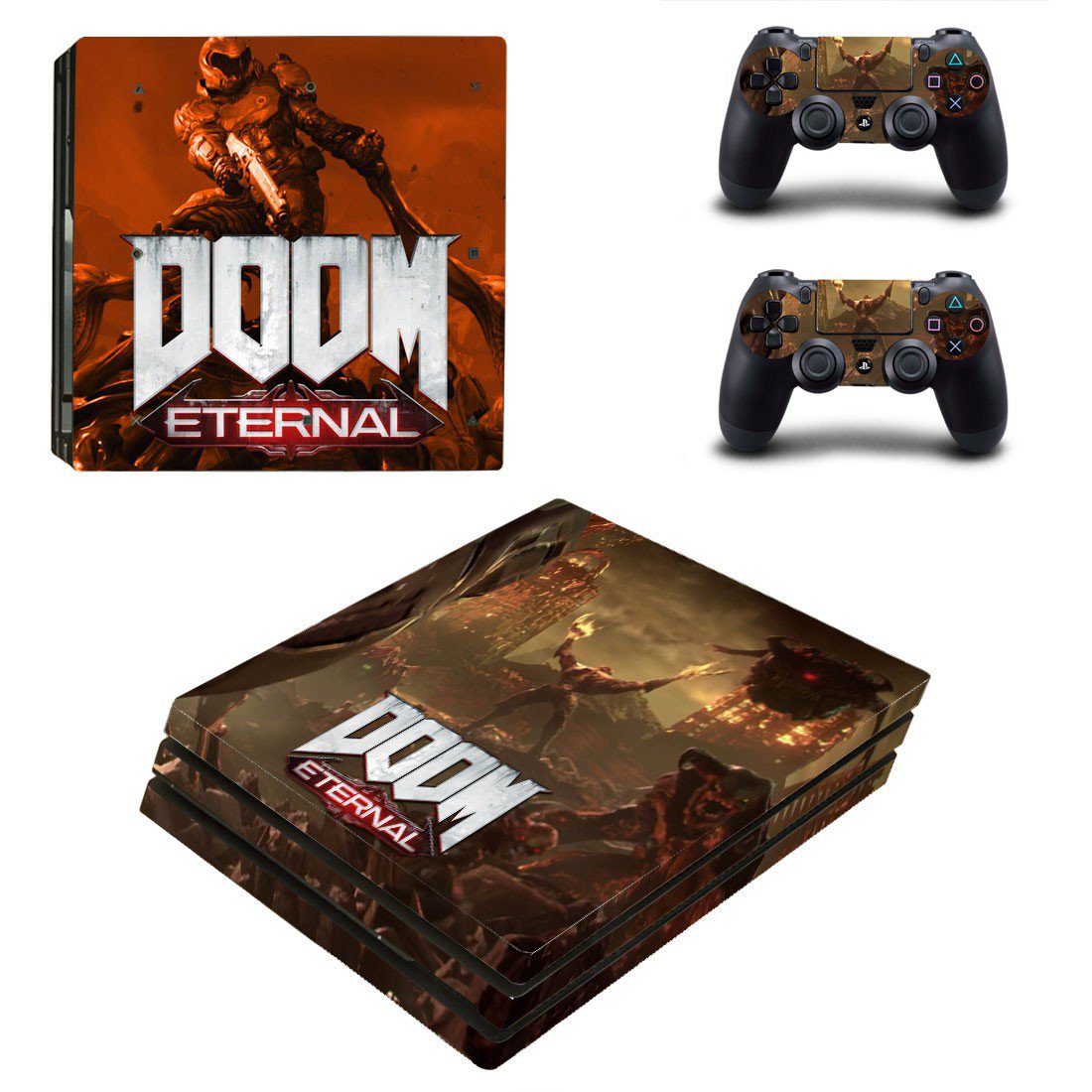 Doom Eternal decal skin sticker for PS4 Pro console and controllers