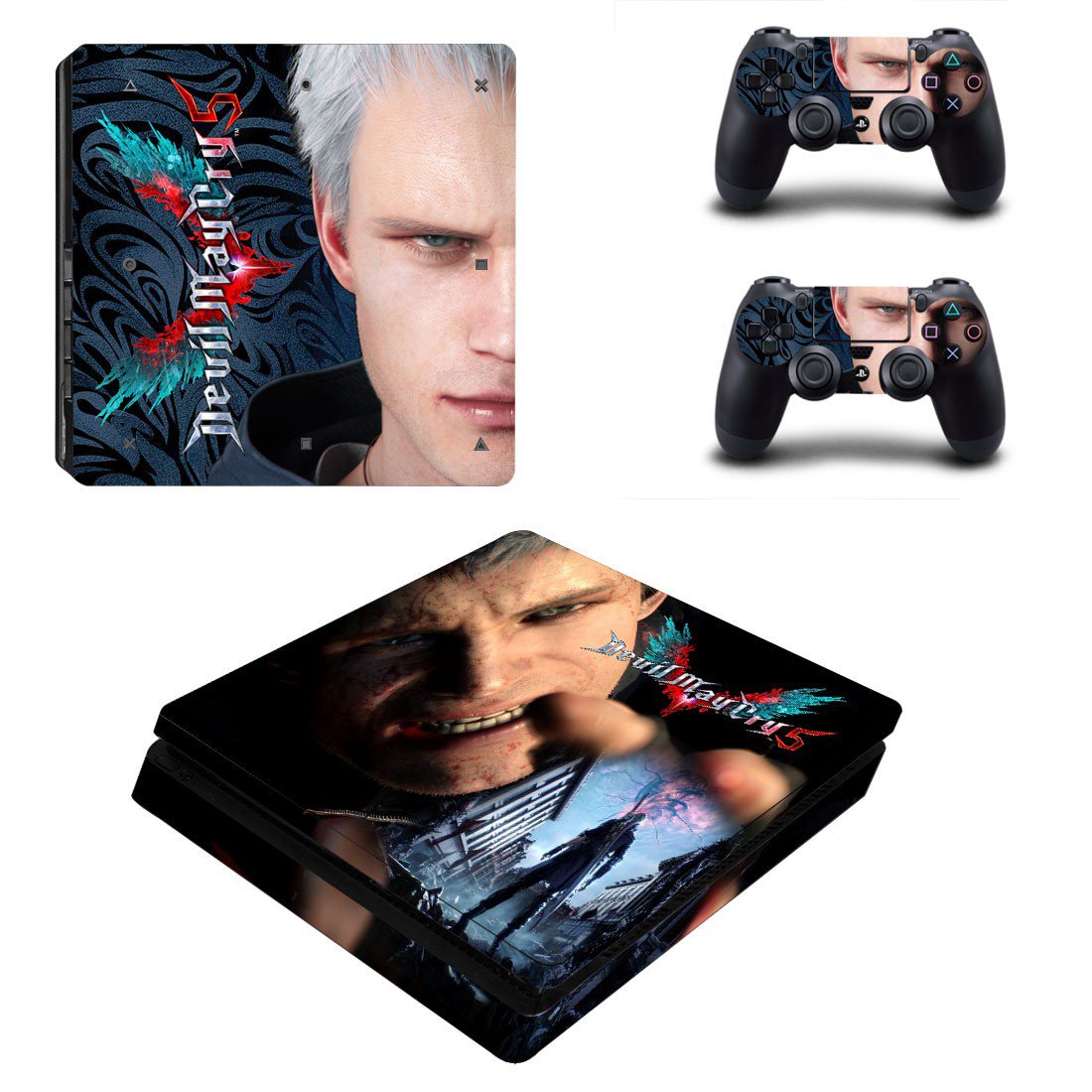 Devil May Cry 5 decal skin sticker for PS4 Slim console and controllers