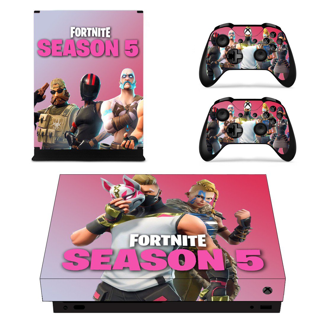Fortnite decal skin sticker for Xbox One X console and controllers