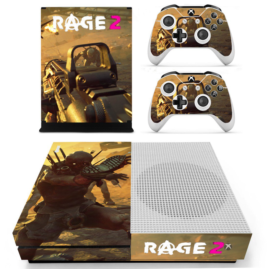 Rage 2 decal skin sticker for Xbox One S console and controllers