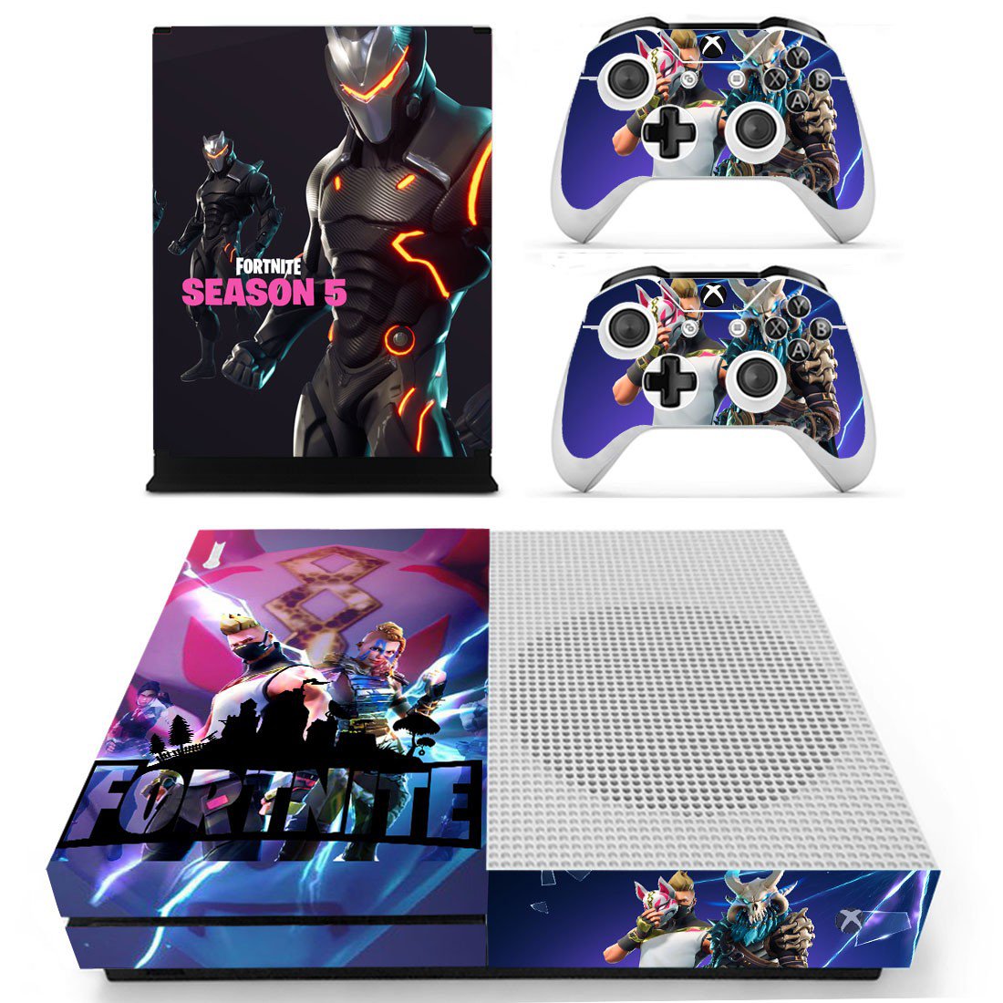 Fortnite decal skin sticker for Xbox One S console and controllers
