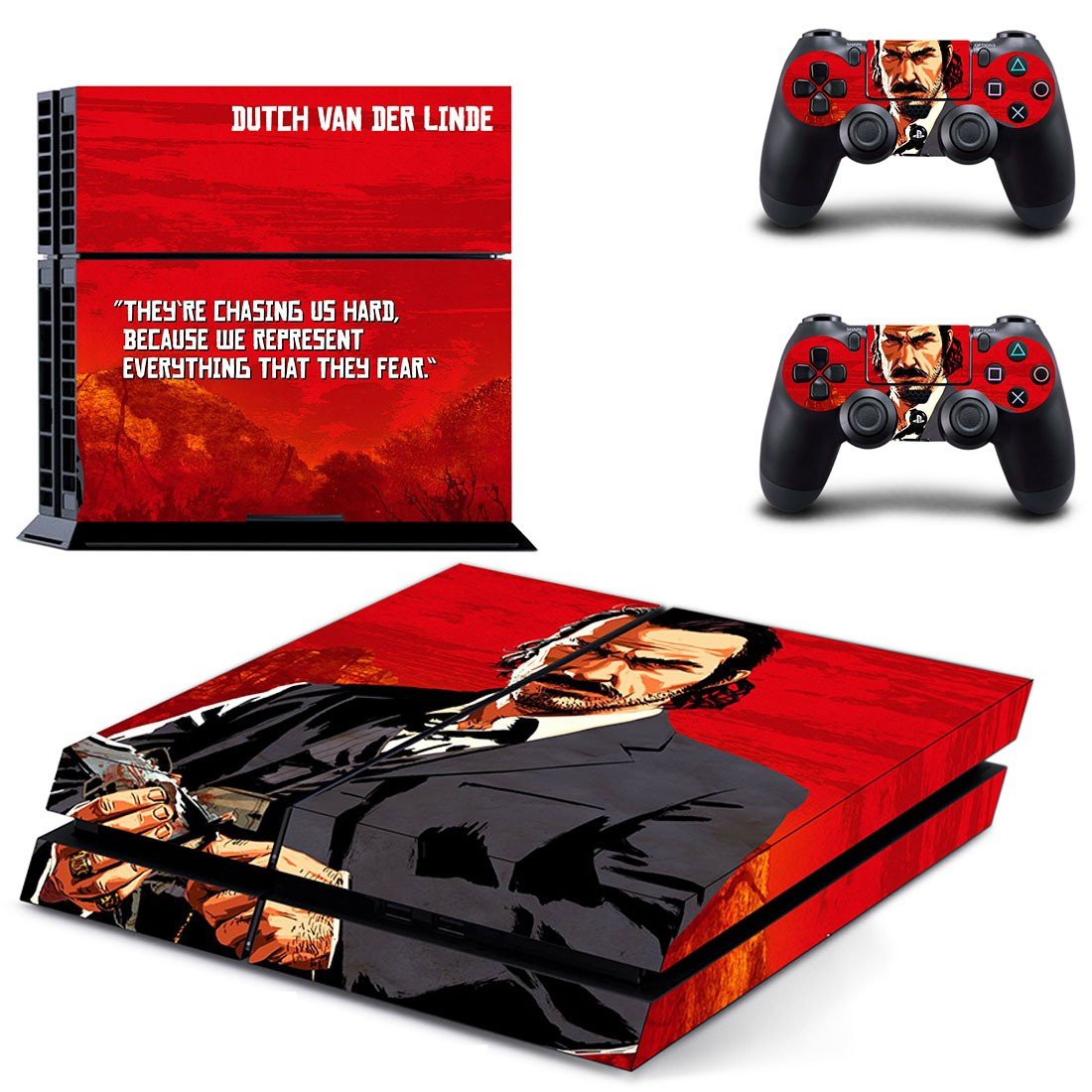 Red Dead Redemption 2 decal skin sticker for PS4 console and controllers