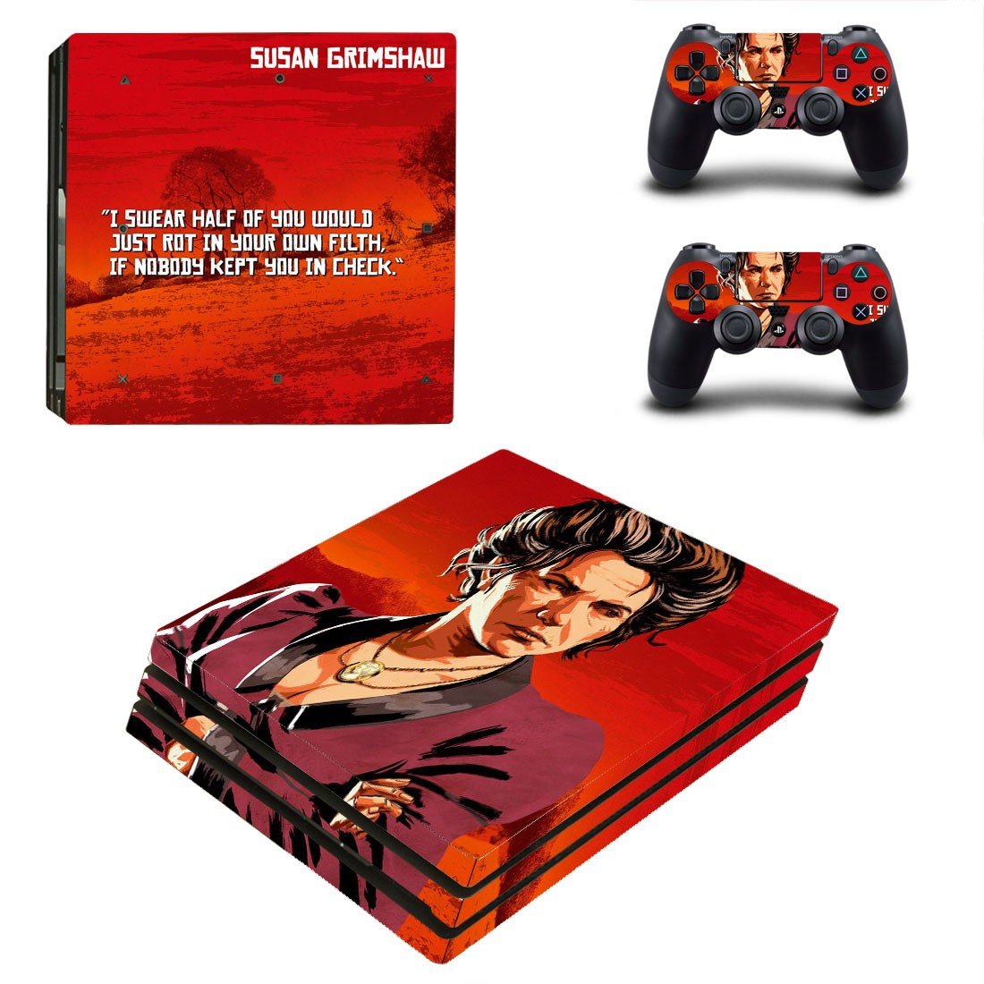 Red Dead Redemption 2 decal skin sticker for PS4 Pro console and ...