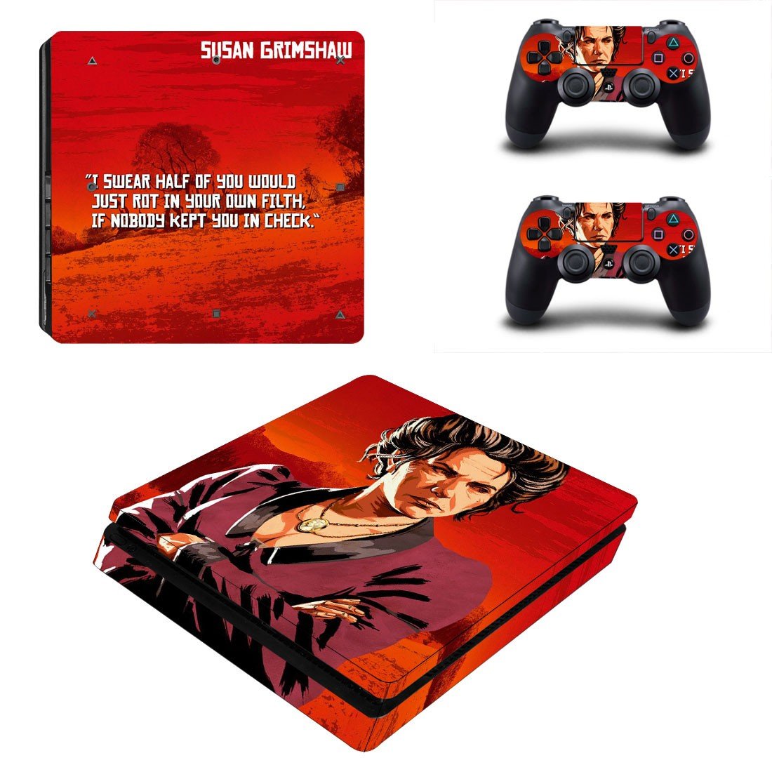 Red Dead Redemption 2 decal skin sticker for PS4 Slim console and ...