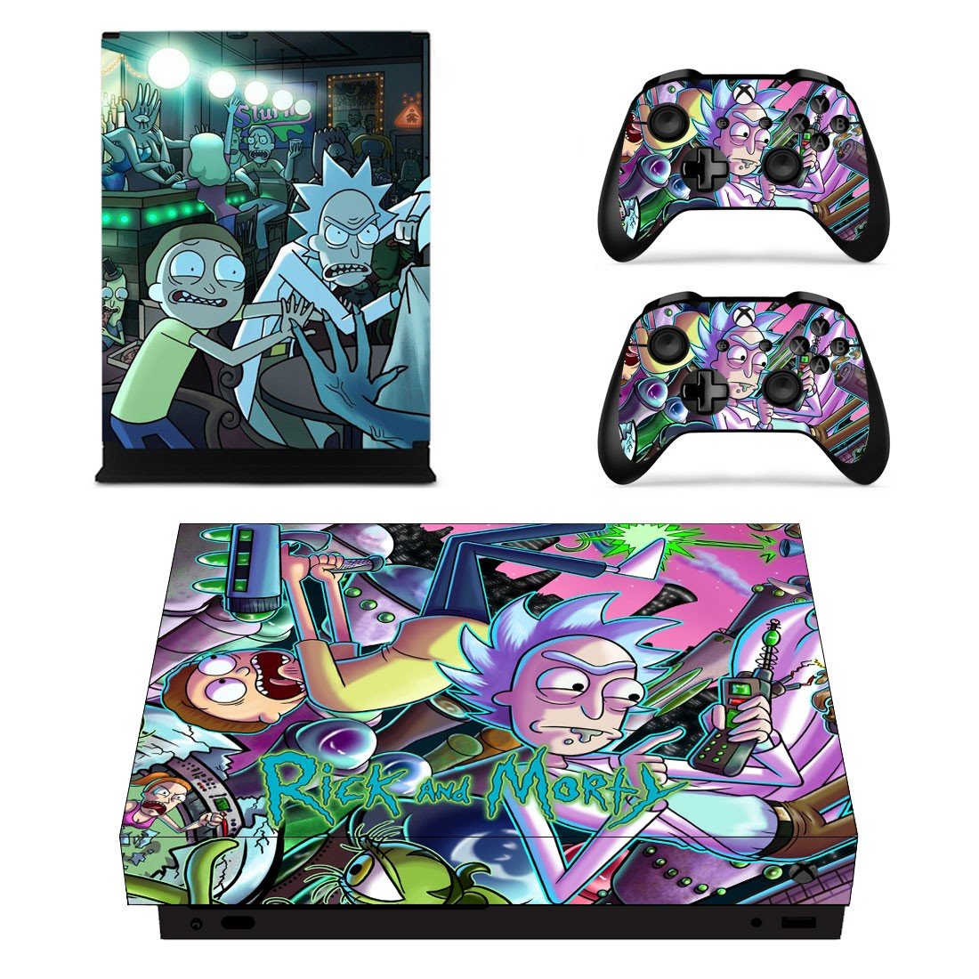 Rick and Morty decal skin sticker for Xbox One X console and controllers