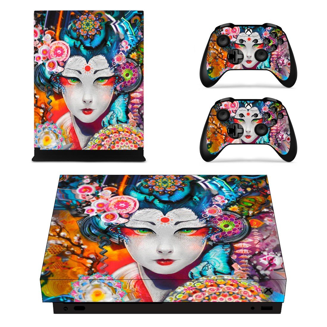 Floral girl decal skin sticker for Xbox One X console and controllers