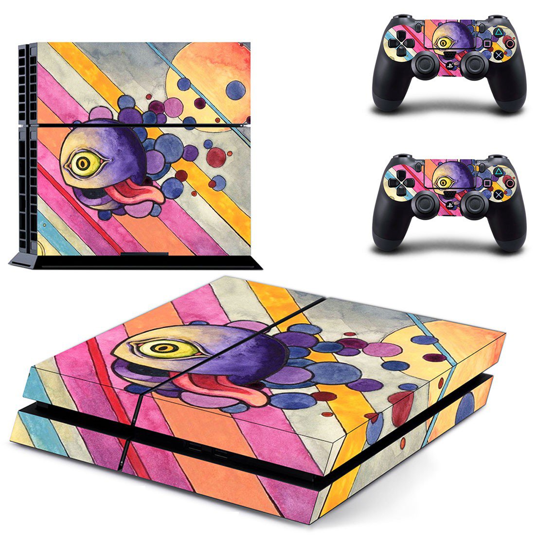 Trippy paintings decal skin sticker for PS4 console and controllers