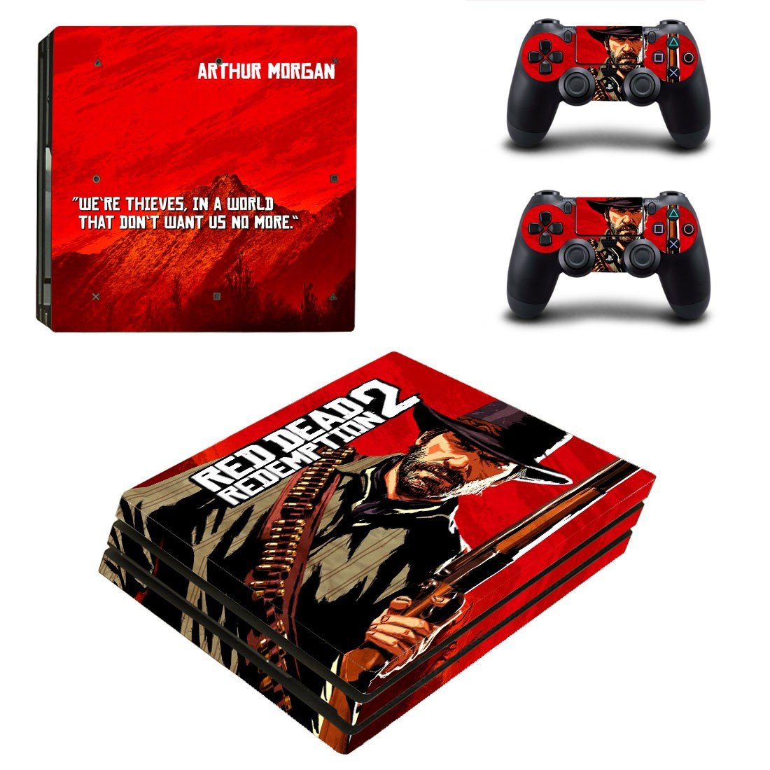 Red Dead Redemption 2 decal skin sticker for PS4 Pro console and ...