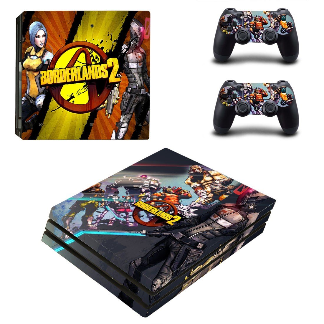 Borderlands 2 decal skin sticker for PS4 Pro console and controllers
