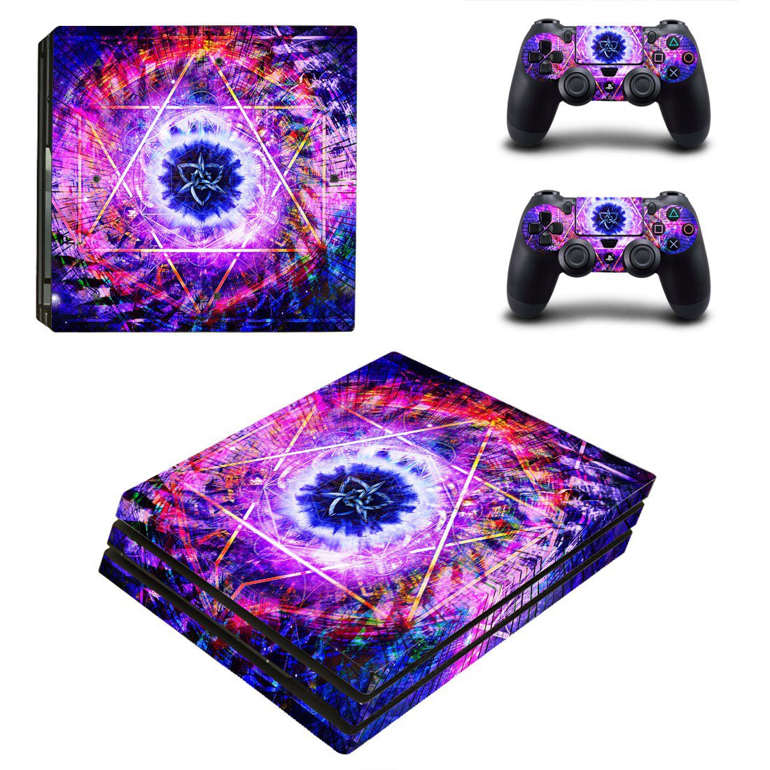Floral pentagram decal skin sticker for PS4 Pro console and controllers