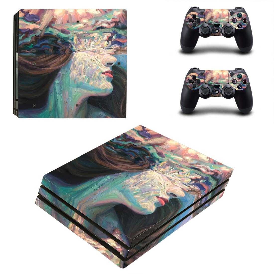 Lady Face decal skin sticker for PS4 Pro console and controllers