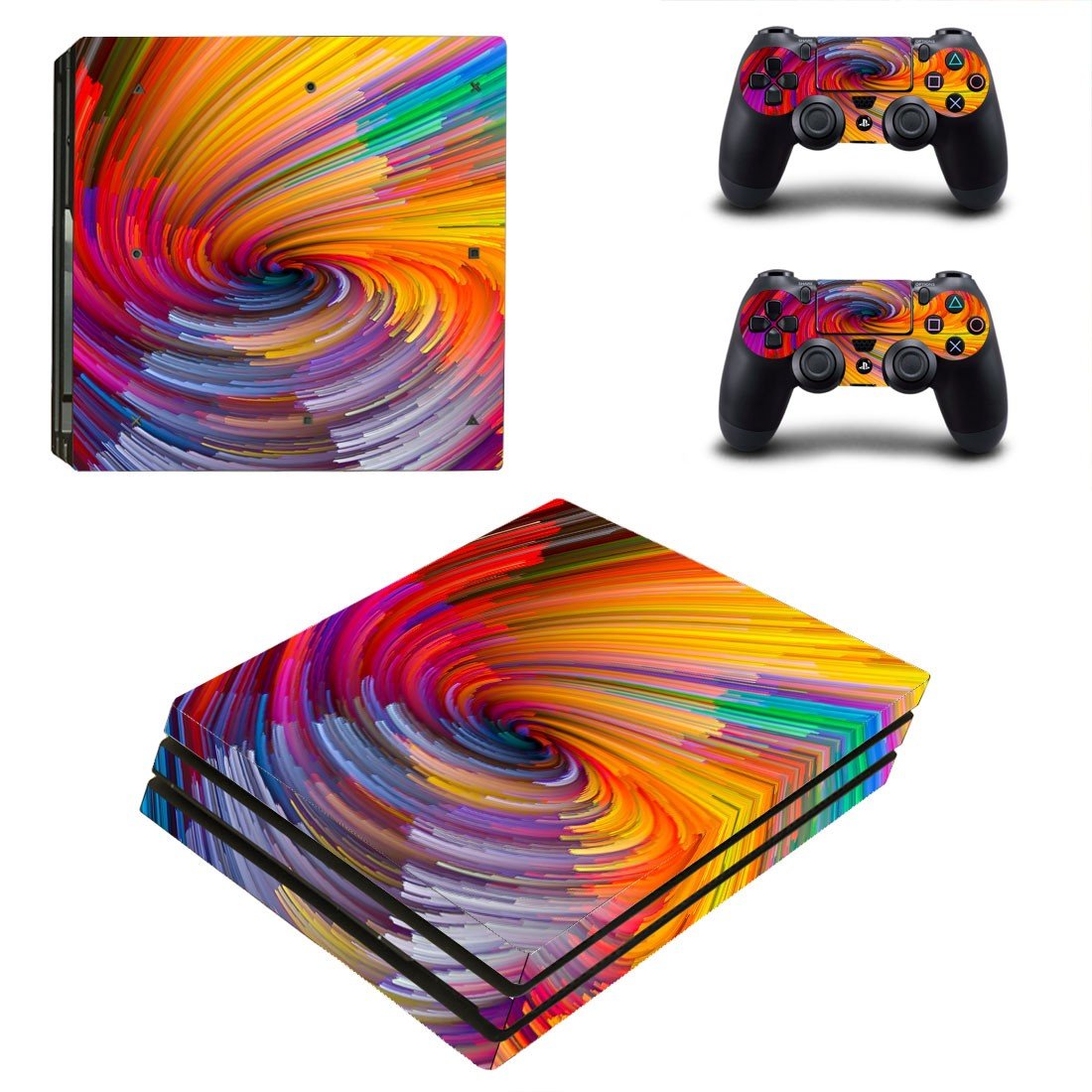 Spiral pattern decal skin sticker for PS4 Pro console and controllers