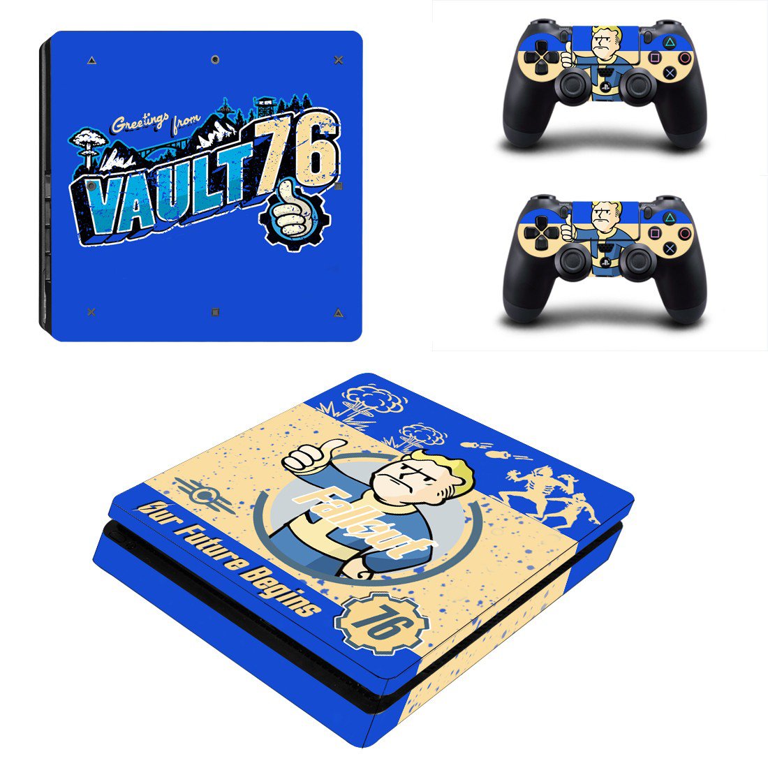 Fallout 76 decal skin sticker for PS4 Slim console and controllers
