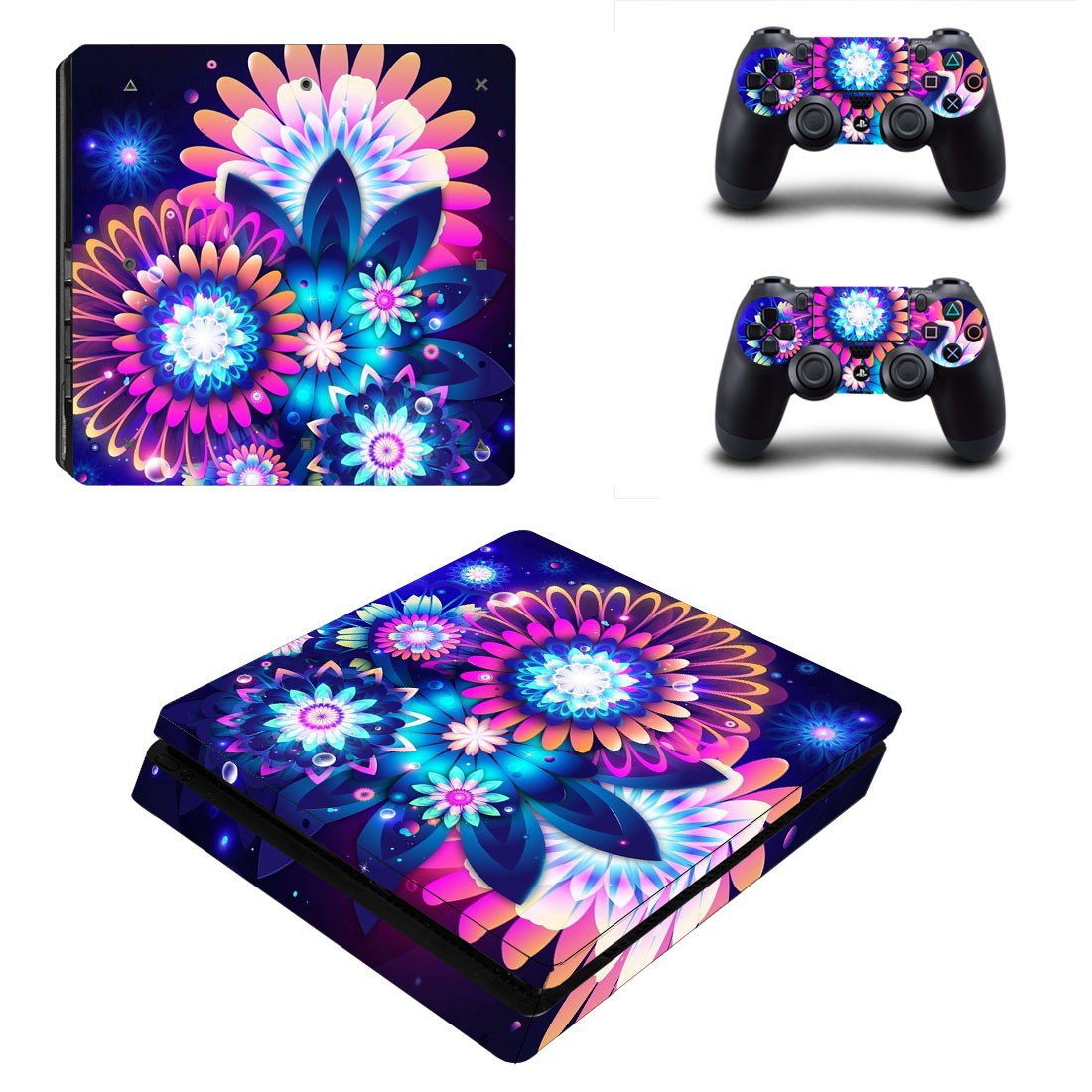 Artificial flower decal skin sticker for PS4 Slim console and controllers