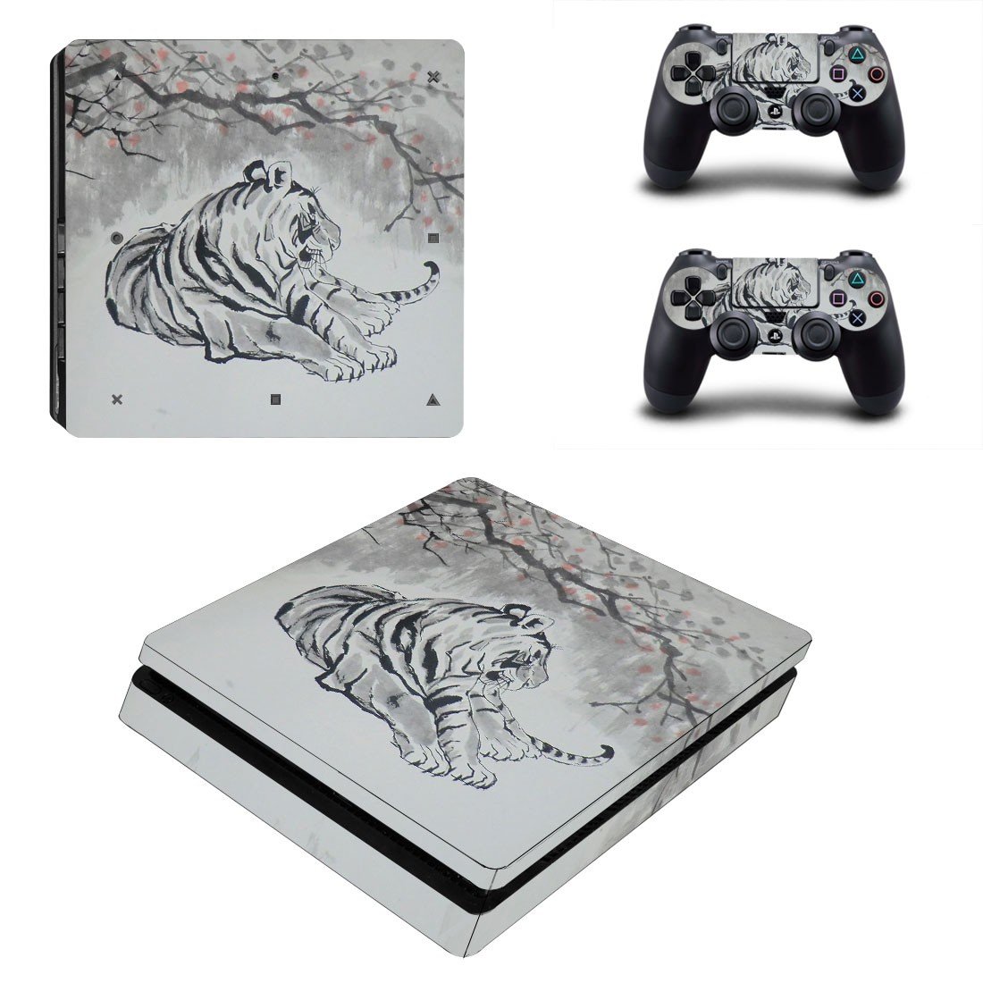 Tiger Clipart decal skin sticker for PS4 Slim console and controllers
