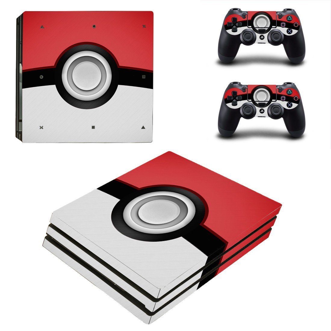 Pokemon Pokeball decal skin sticker for PS4 Pro console and controllers