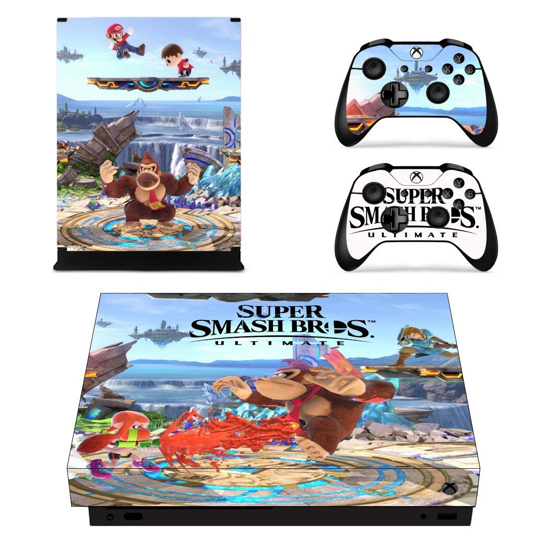 Super Smash Bros decal skin sticker for Xbox One X console and controllers
