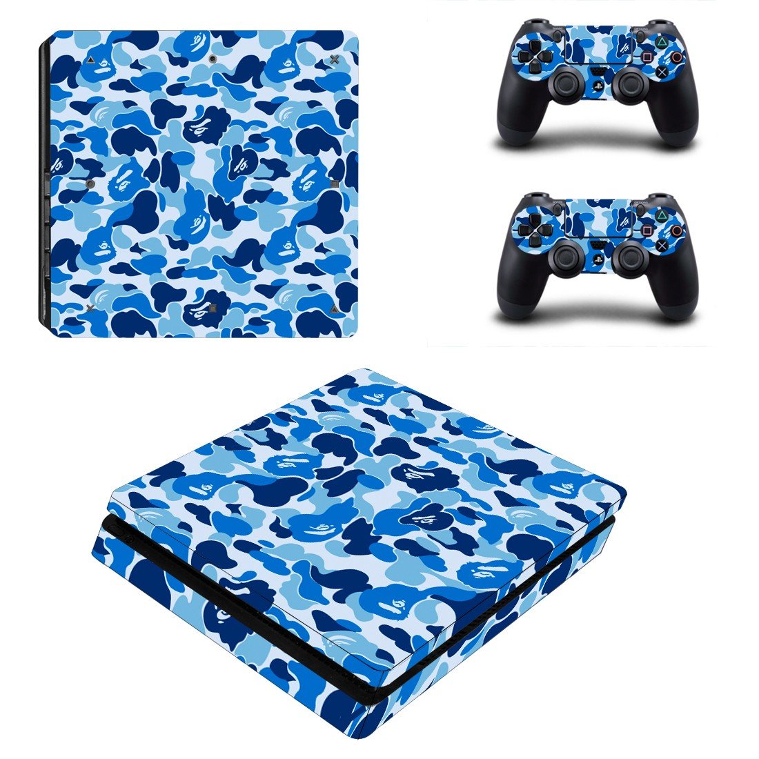 Camouflage decal skin sticker for PS4 Slim console and controllers