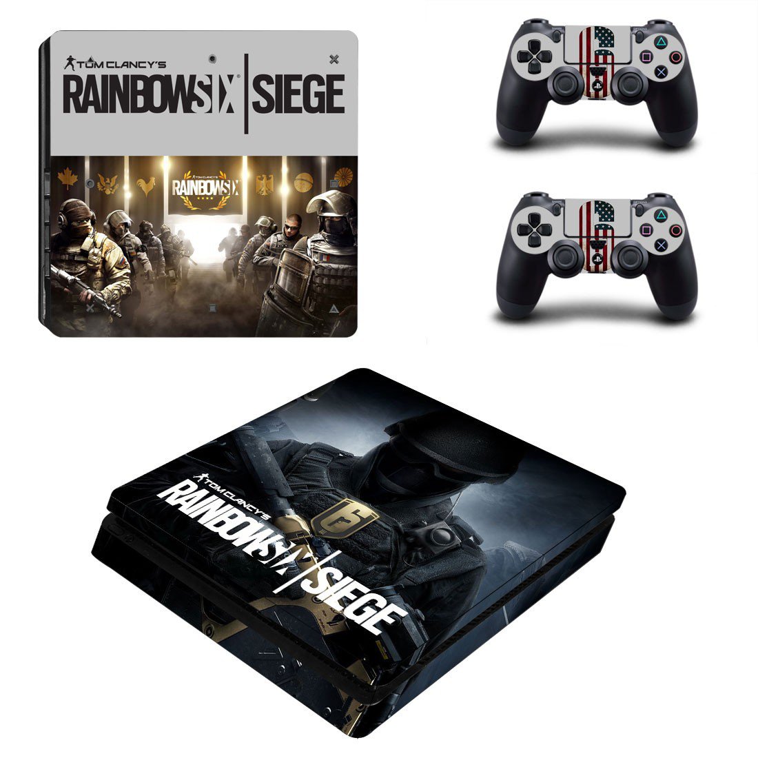 Rainbow Six Siege decal skin sticker for PS4 Slim console and controllers