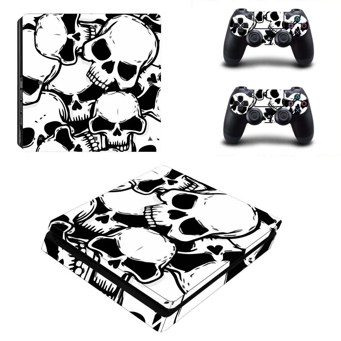 White Skulls decal skin sticker for PS4 Slim console and controllers