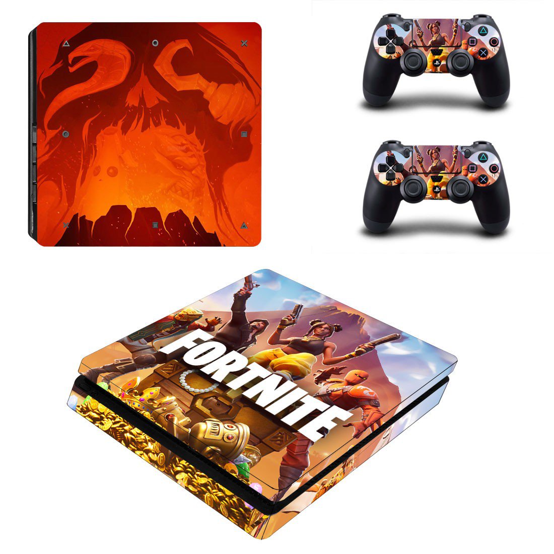 Fortnite decal skin sticker for PS4 Slim console and controllers