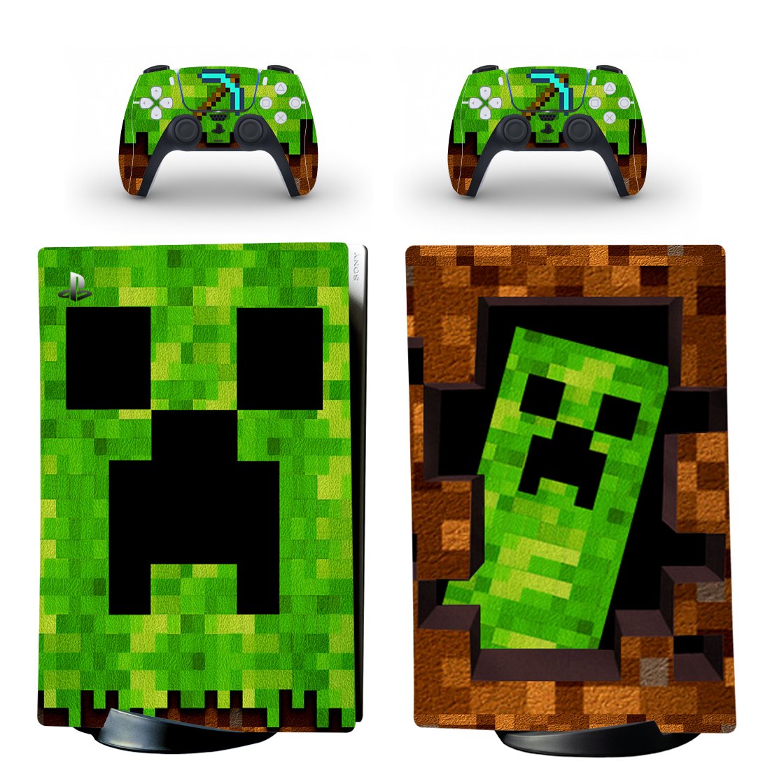 Minecraft decal skin for PS5 digital Console with 2 Controllers