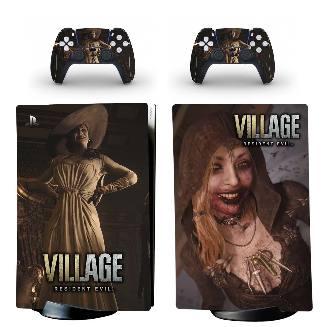 Resident Evil Village decal skin for PS5 digital Console with 2 Controllers