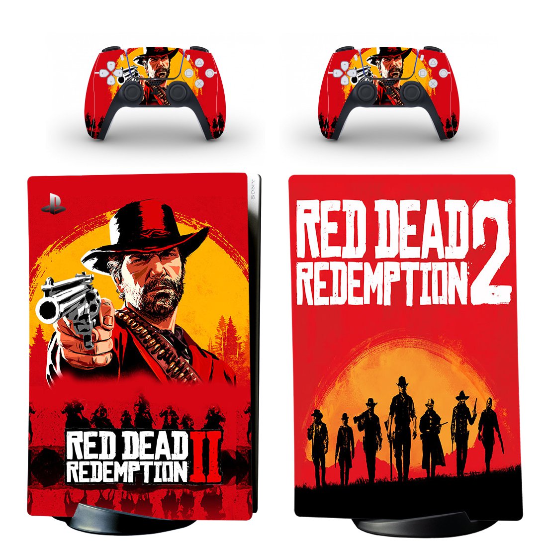 Red Dead Redemption 2 decal skin for PS5 digital Console with 2 Controllers