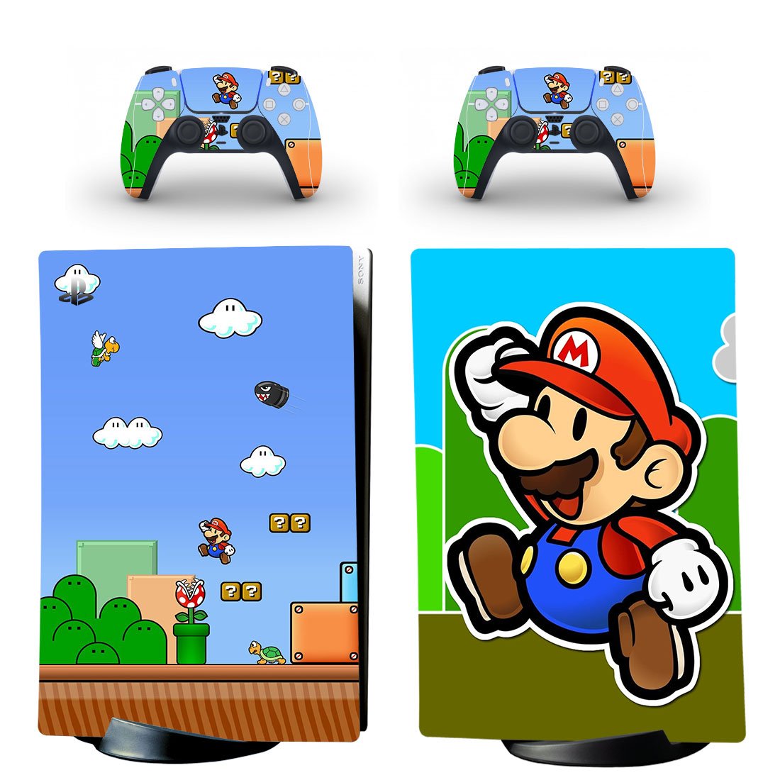 Super Mario decal skin for PS5 digital Console with 2 Controllers