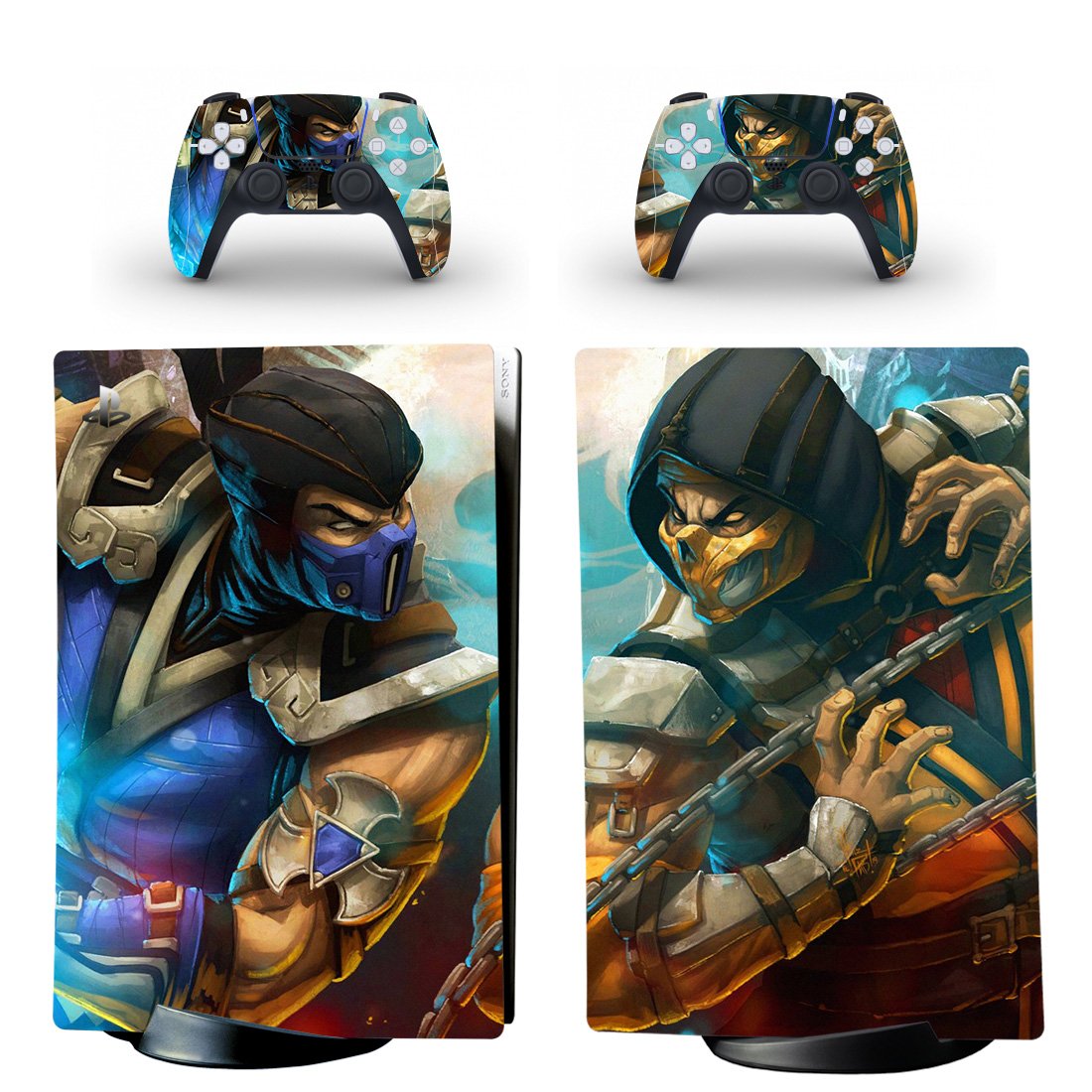 Mortal Kombat decal skin for PS5 digital Console with 2 Controllers