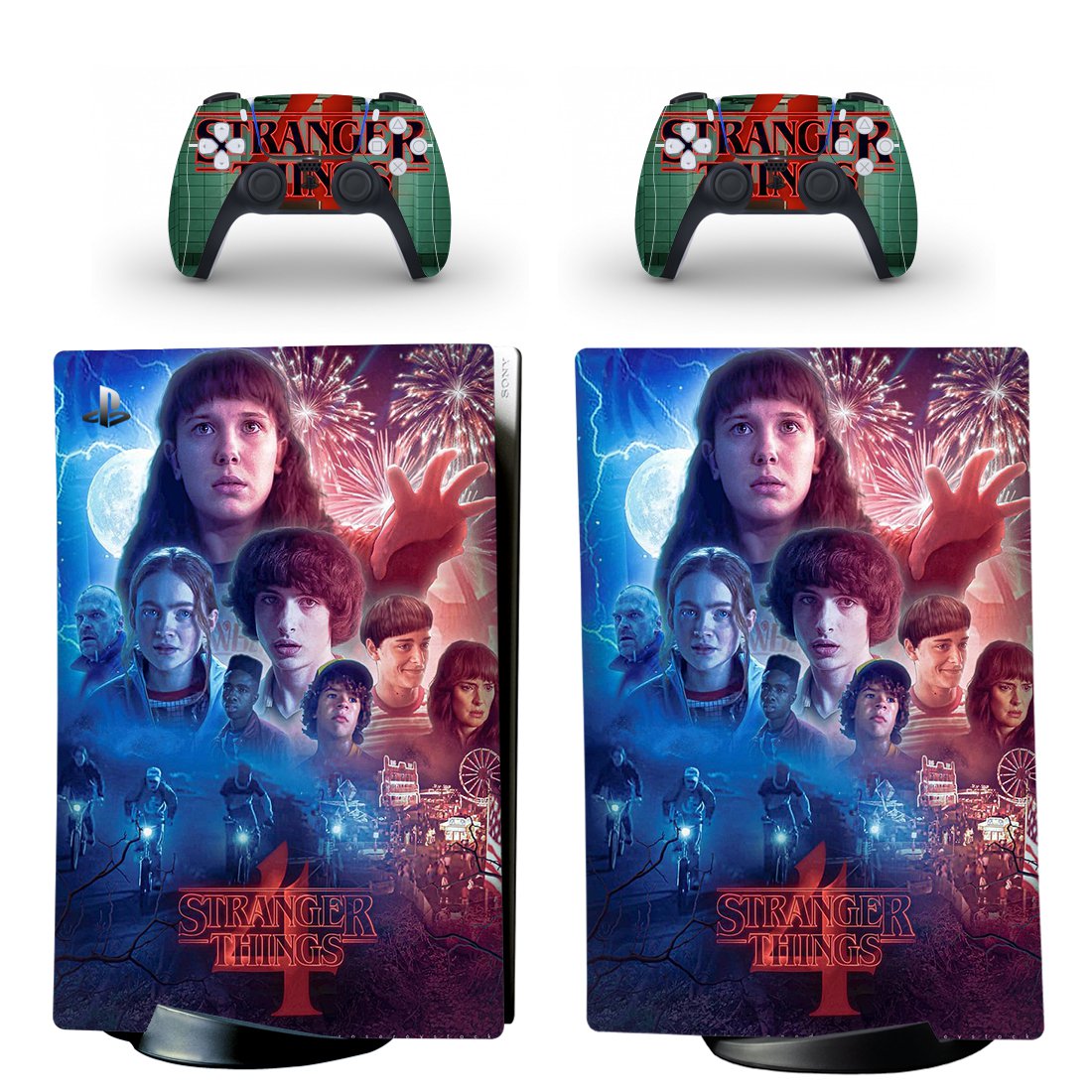 Stranger Things decal skin for PS5 digital Console with 2 Controllers