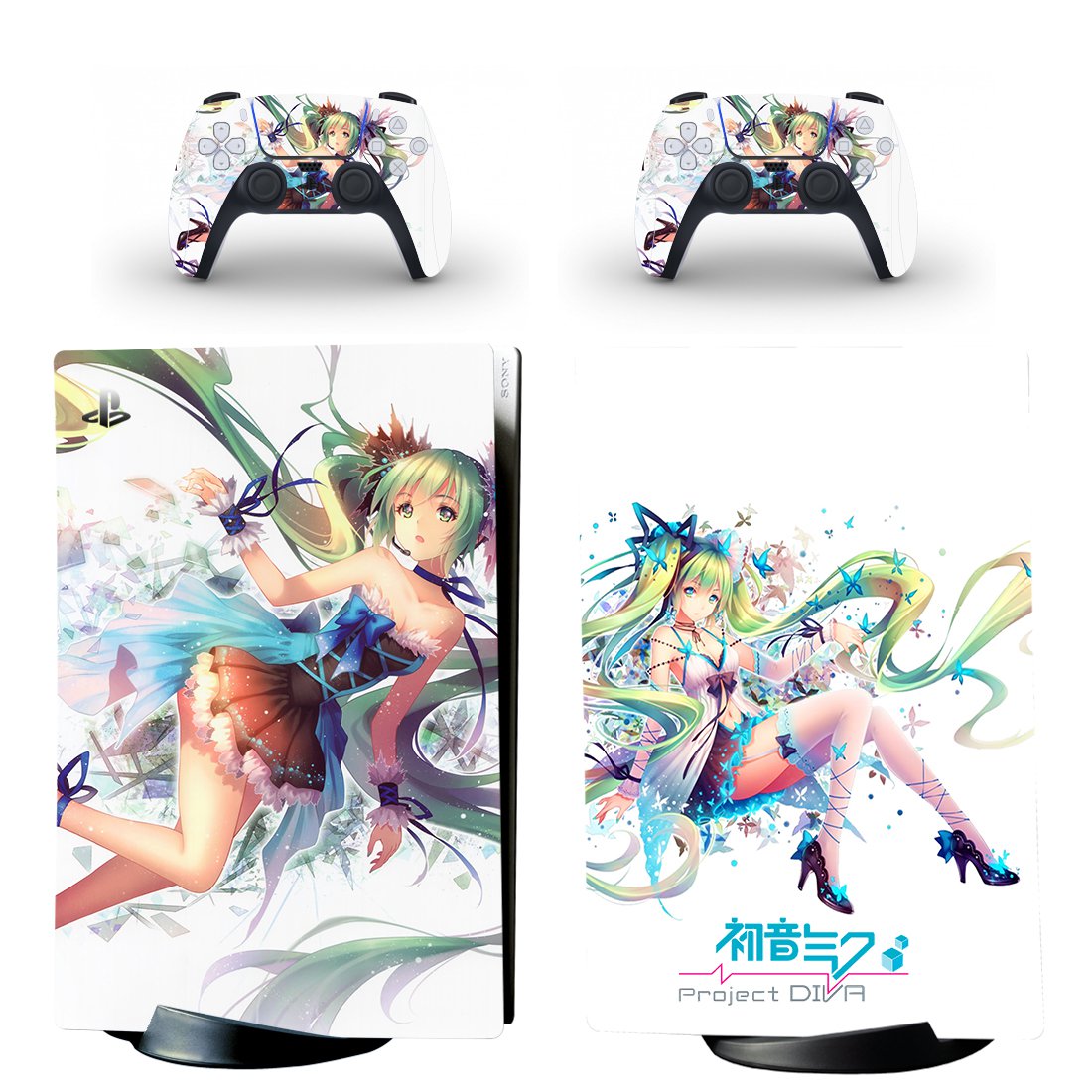 Hatsune Miku decal skin for PS5 digital Console with 2 Controllers