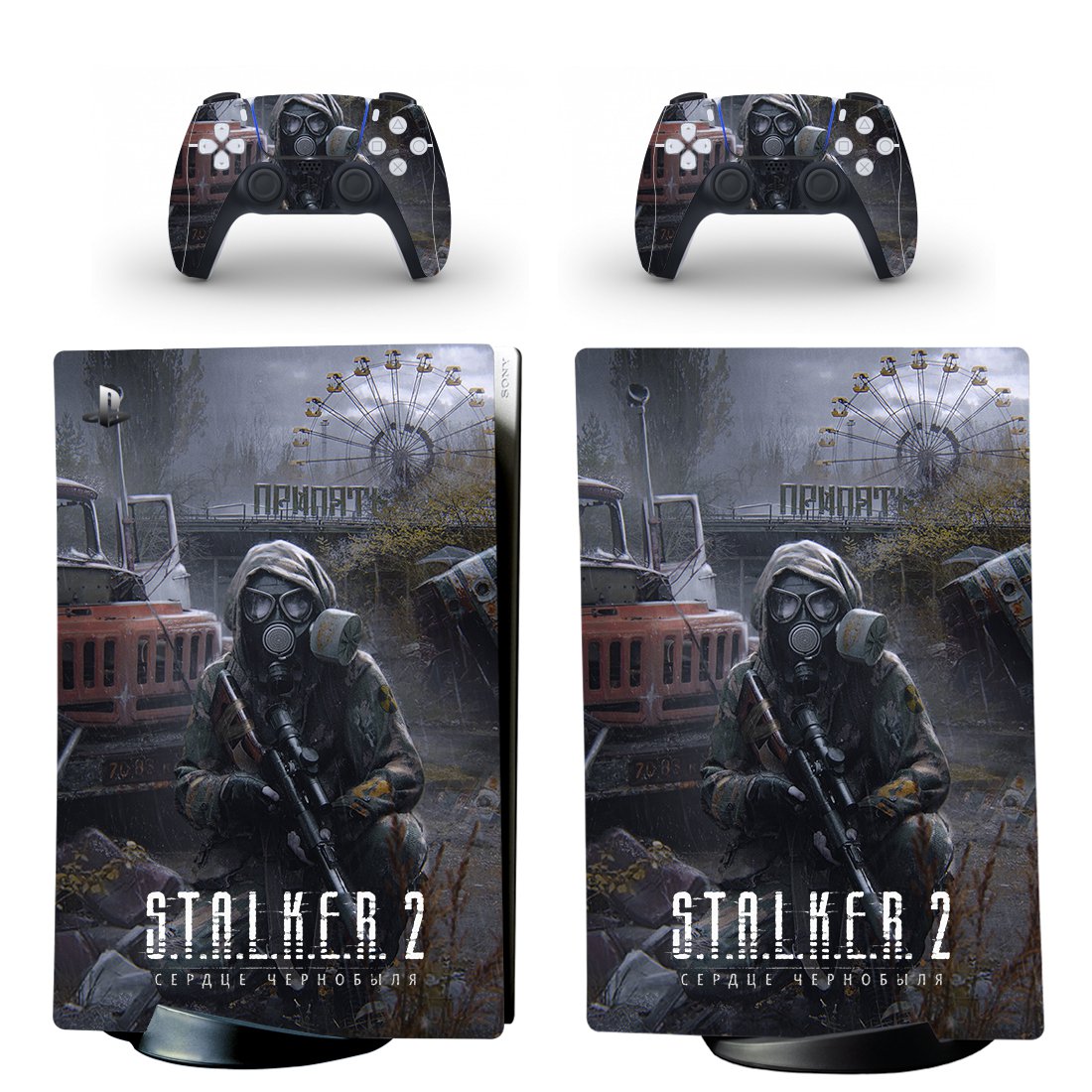 Stalker 2 decal skin for PS5 digital Console with 2 Controllers