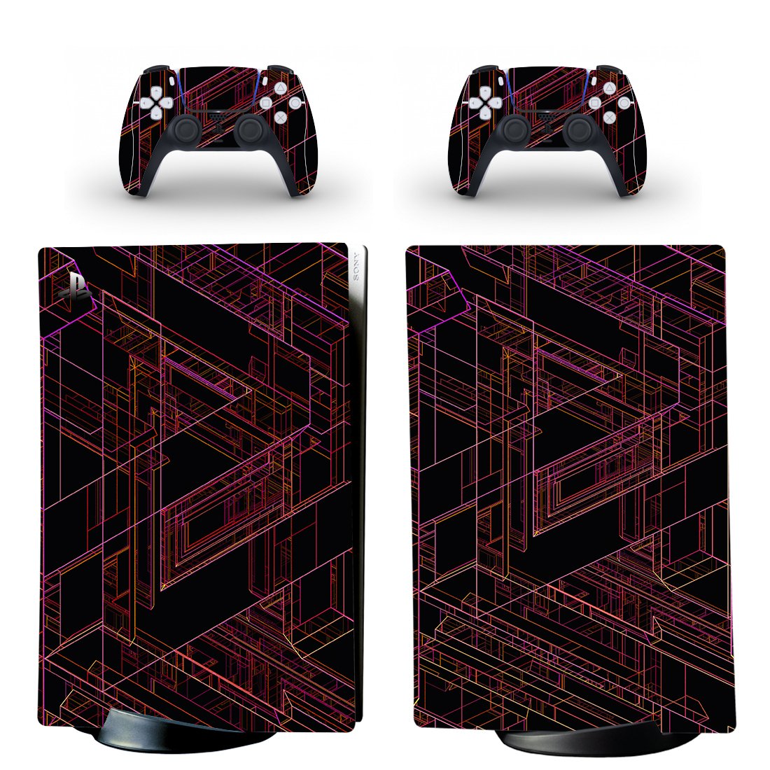 Digital Texture decal skin for PS5 digital Console with 2 Controllers