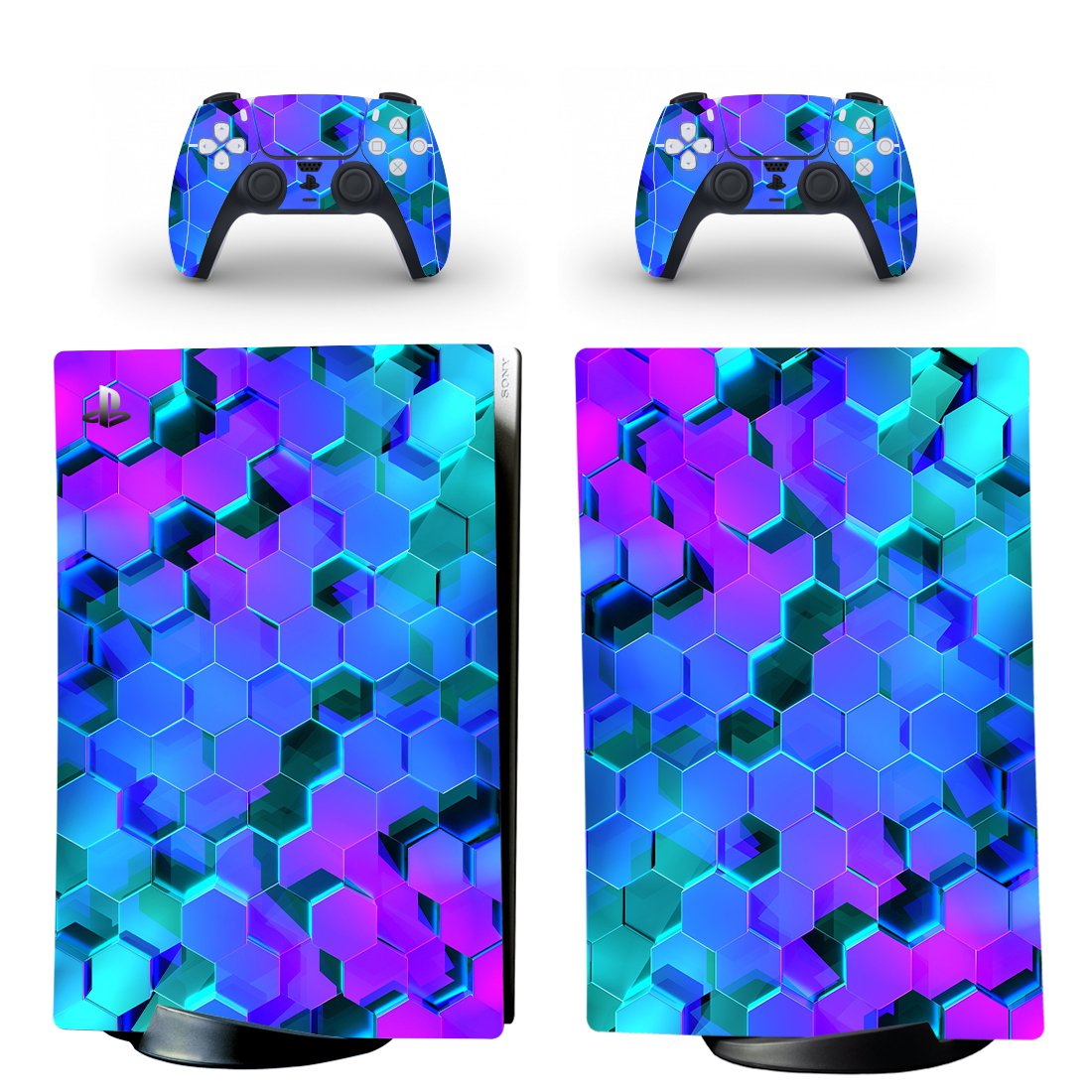 Digital Texture decal skin for PS5 digital Console with 2 Controllers
