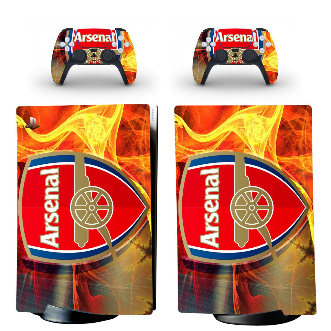 Arsenal decal skin for PS5 digital Console with 2 Controllers