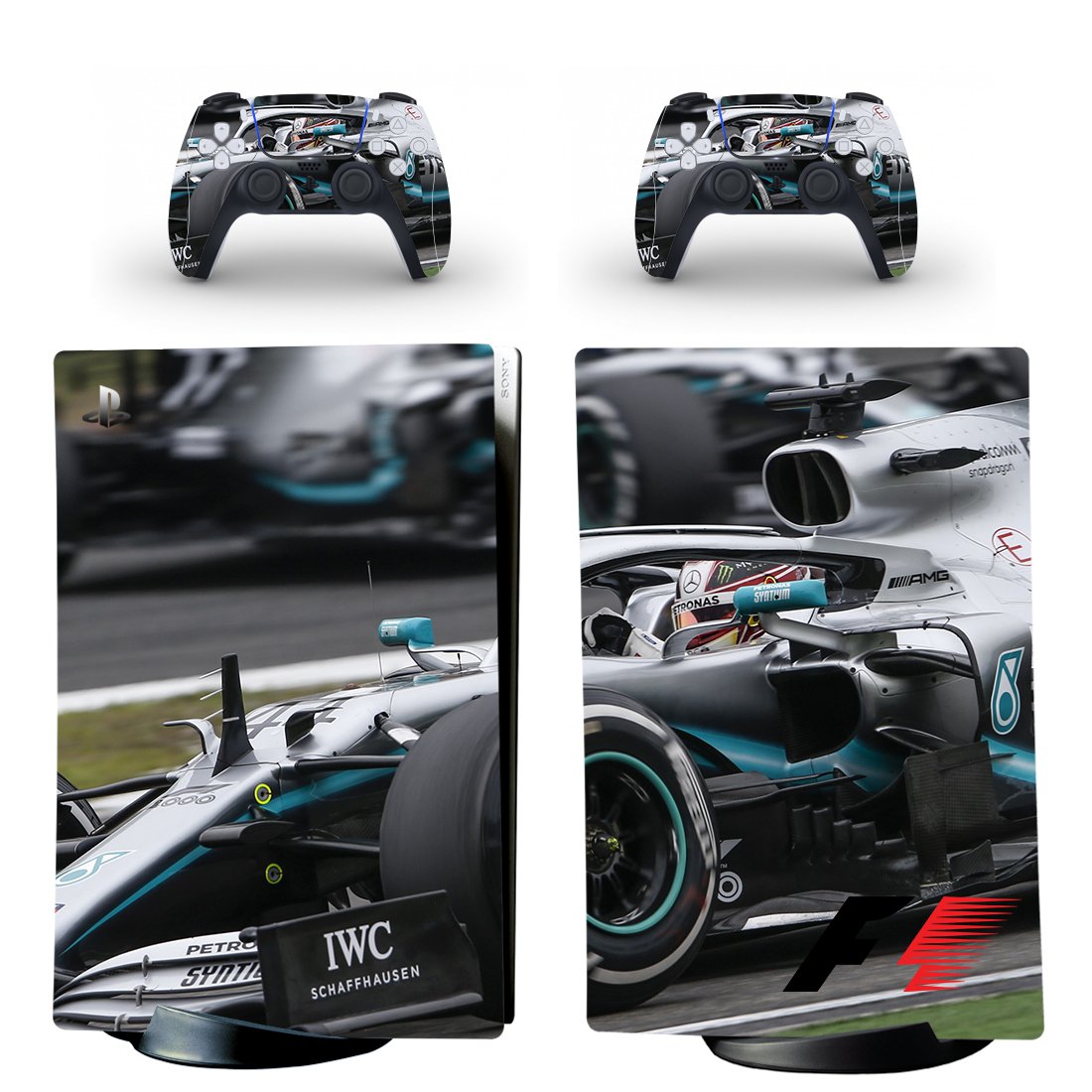 Formula 1 racing decal skin for PS5 digital Console with 2 Controllers