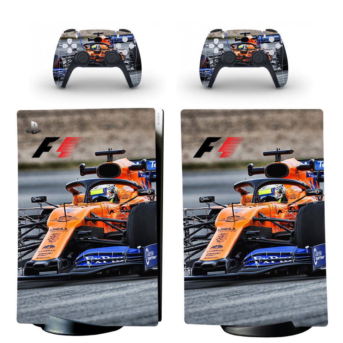 Formula 1 racing decal skin for PS5 digital Console with 2 Controllers