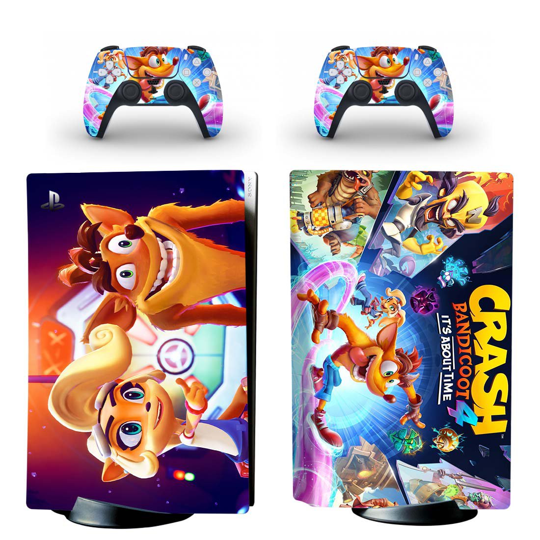 Crash Bandicoot decal skin for PS5 disc Console with 2 Controllers