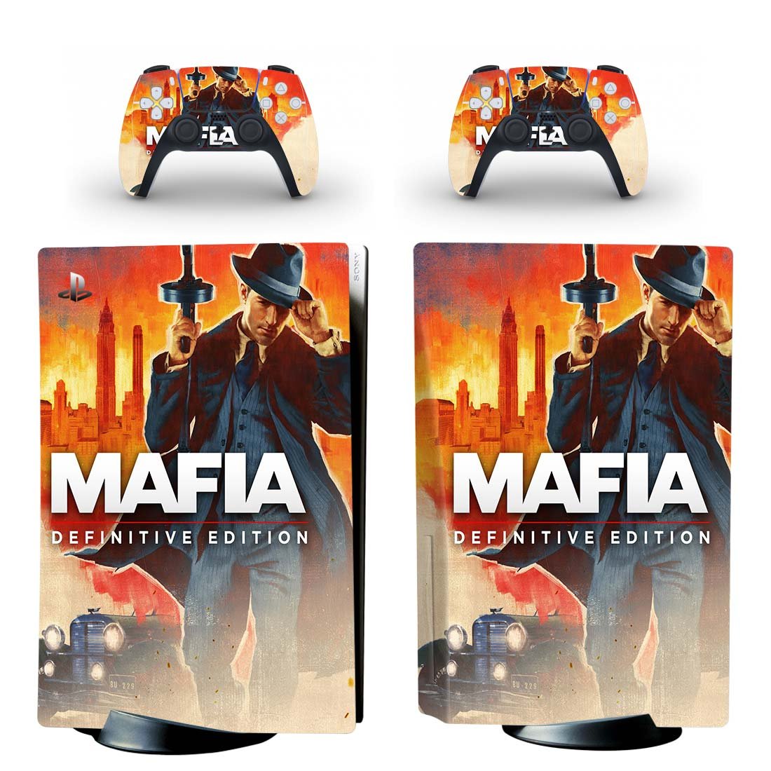 Mafia Definitive Edition decal skin for PS5 disc Console with 2 Controllers