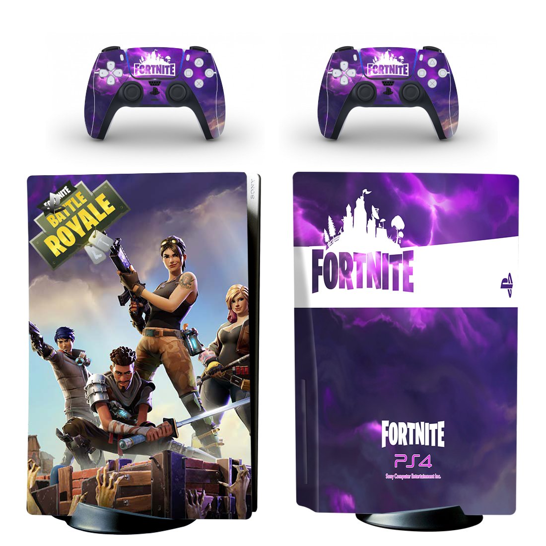 Fortnite Battle Royale decal skin for PS5 disc Console with 2 Controllers