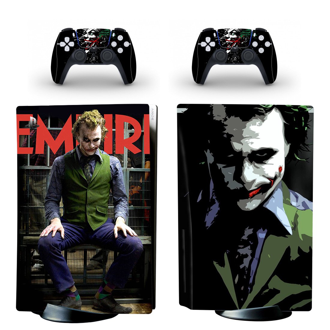 Joker decal skin for PS5 disc Console with 2 Controllers