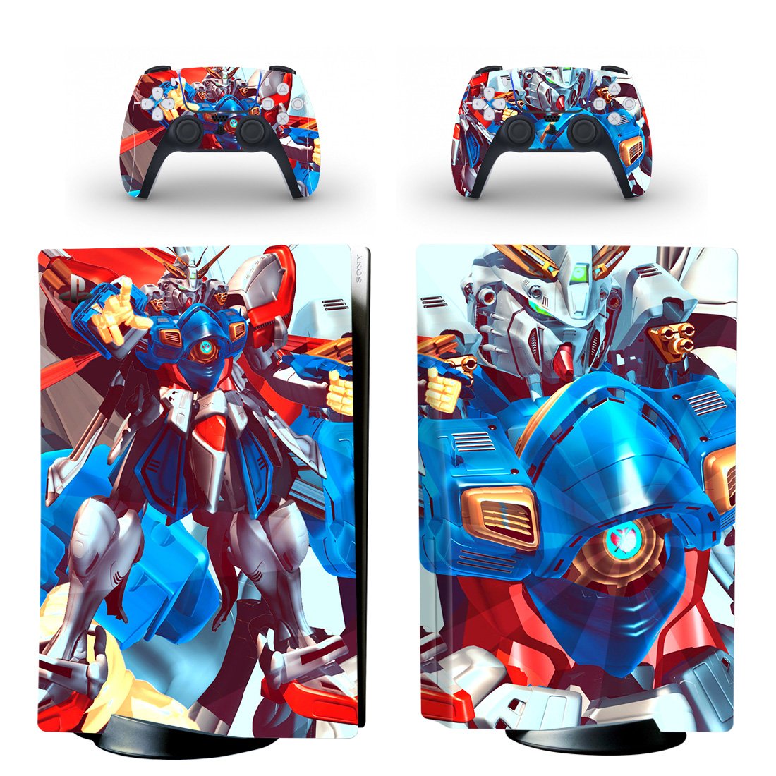 Gundam decal skin for PS5 disc Console with 2 Controllers