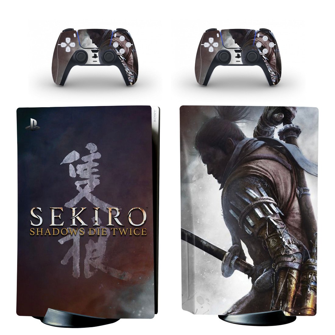 Sekiro Shadows Die Twice decal skin for PS5 disc Console with 2 Controllers
