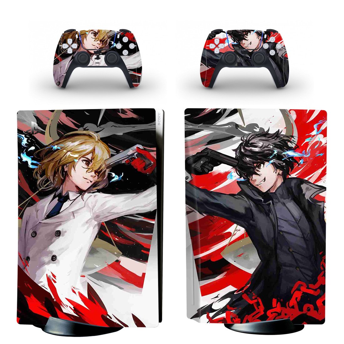 Persona 5 decal skin for PS5 disc Console with 2 Controllers