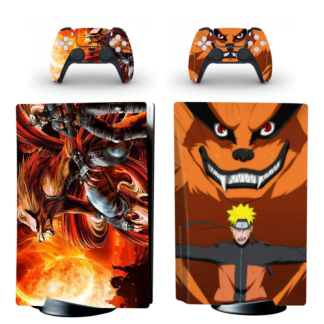 Naruto And Kurama decal skin for PS5 disc Console with 2 Controllers
